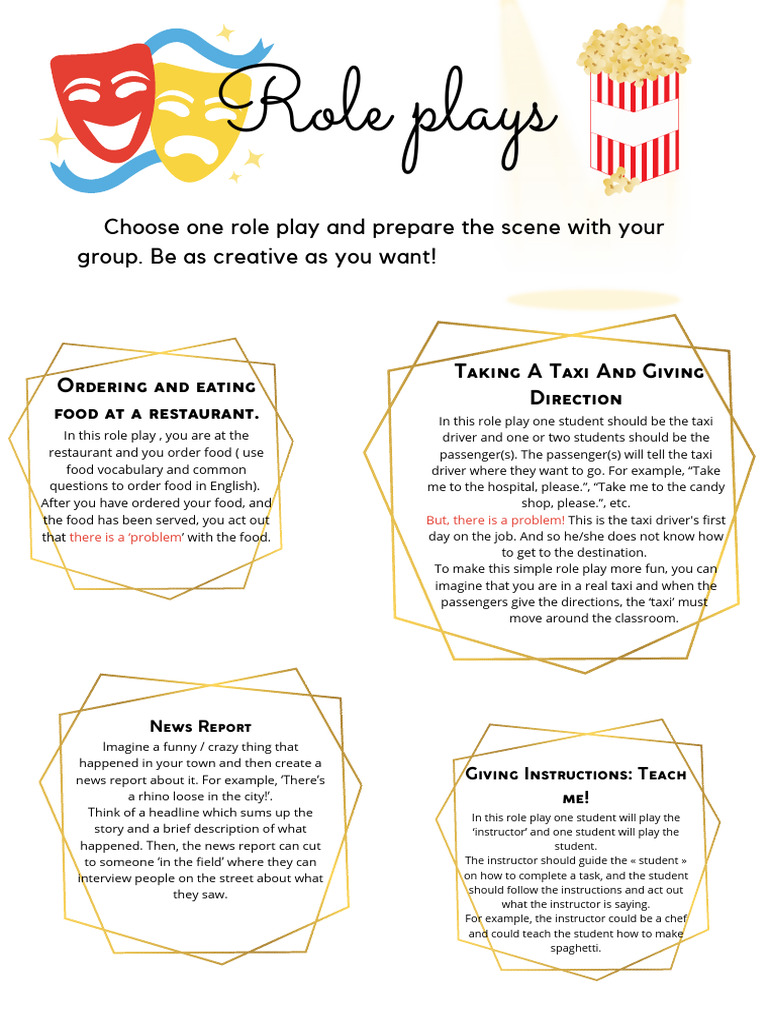 Creative Role Play Scenarios for ESL | PDF | General Fiction