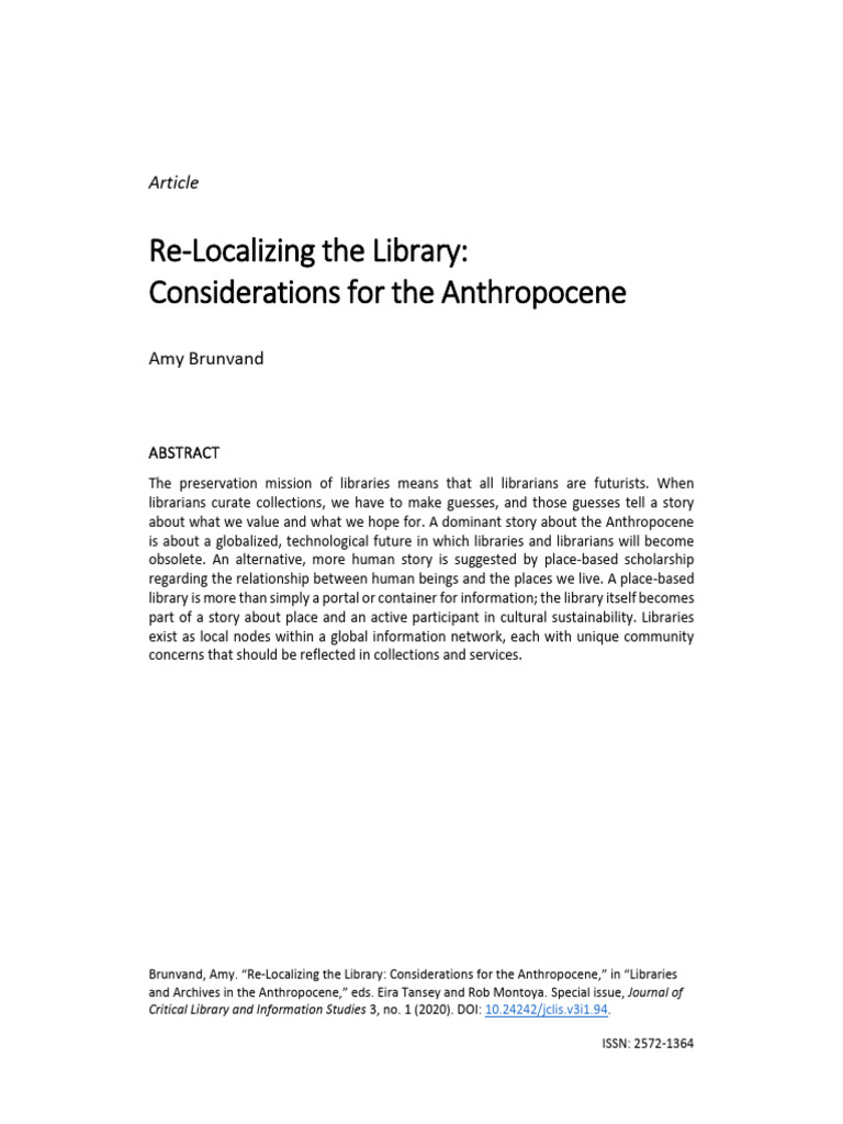 Library Anthropocene | PDF | Libraries | Global Catastrophic Risk
