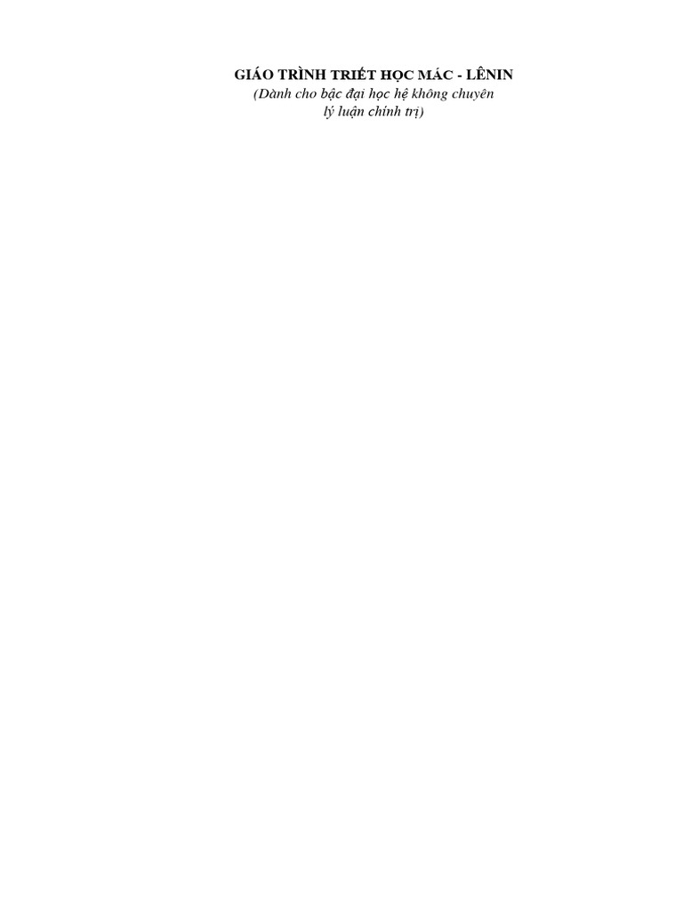 Giao Trinh Triet Hoc Mac - Lenin (Không Chuyên) | PDF