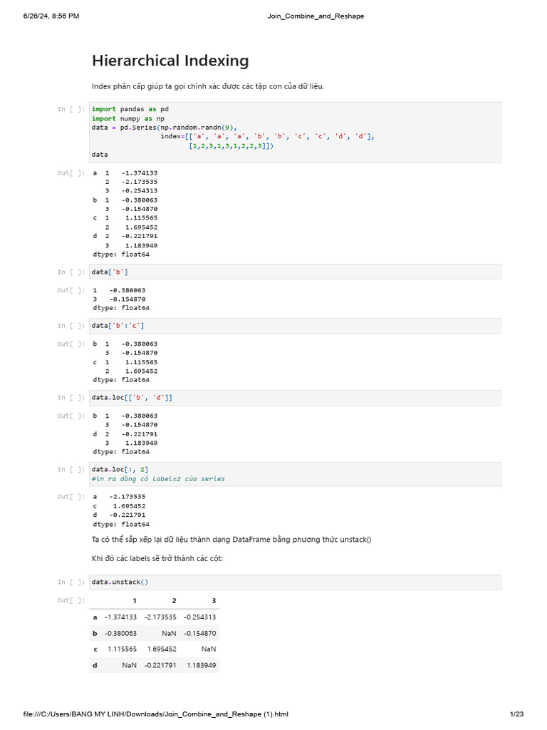 Join Combine and Reshape | PDF