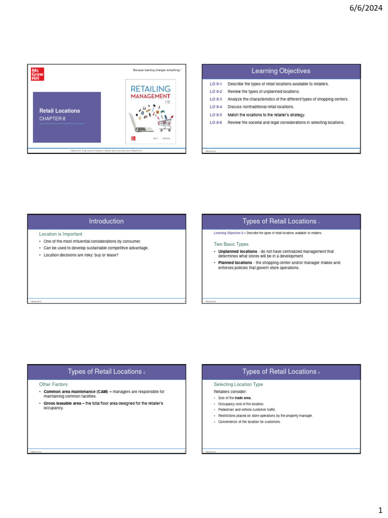 Levy 11e PPT Ch08 ACCESS | PDF | Retail | Shopping Mall