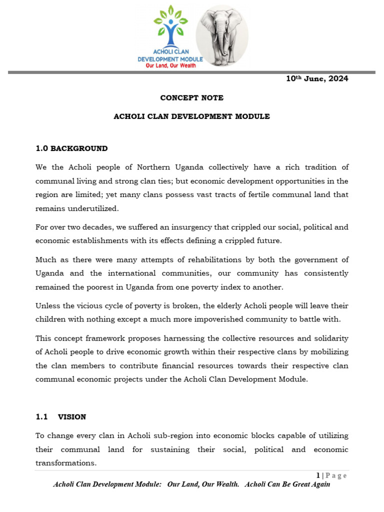 Acholi Clan Development Framework | PDF | Sustainability | Risk