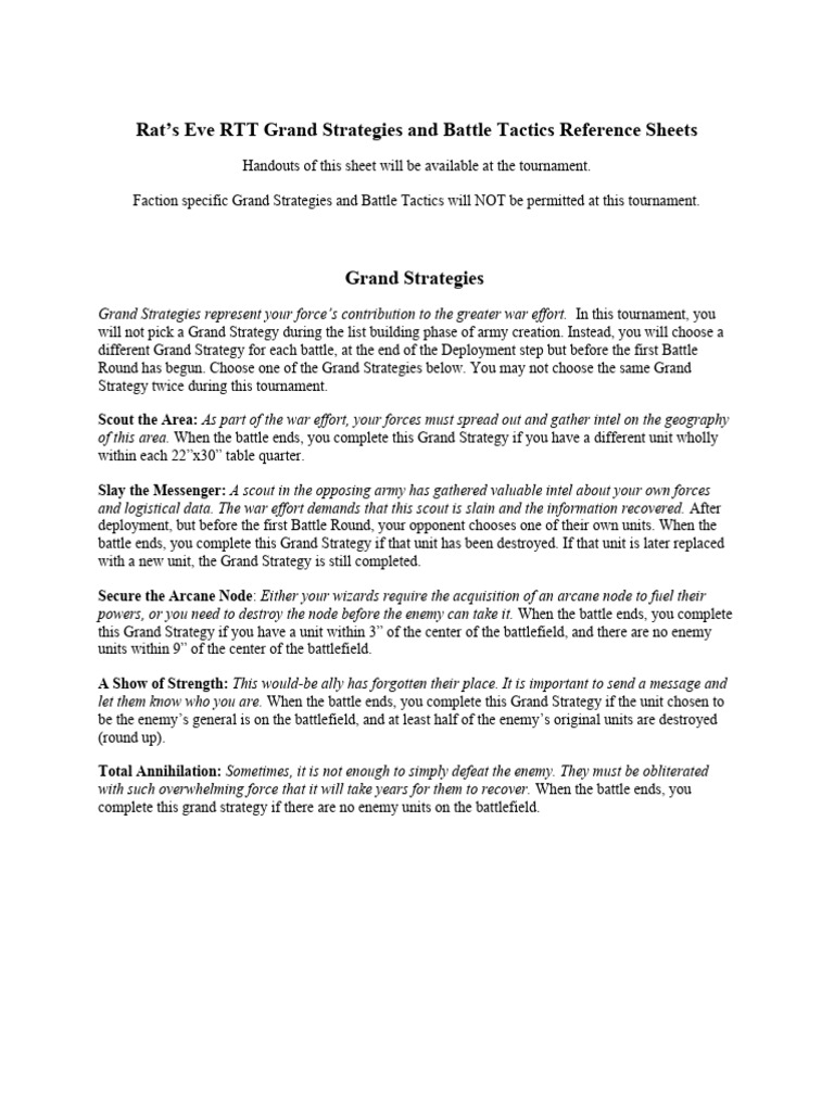 Rats Eve GS and BT Reference Sheet 4 | PDF | Battles | International ...