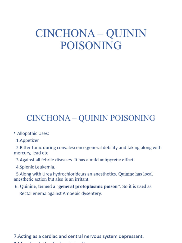 Cinchona - Quinin Poisoning | PDF | Self-Improvement | Science ...