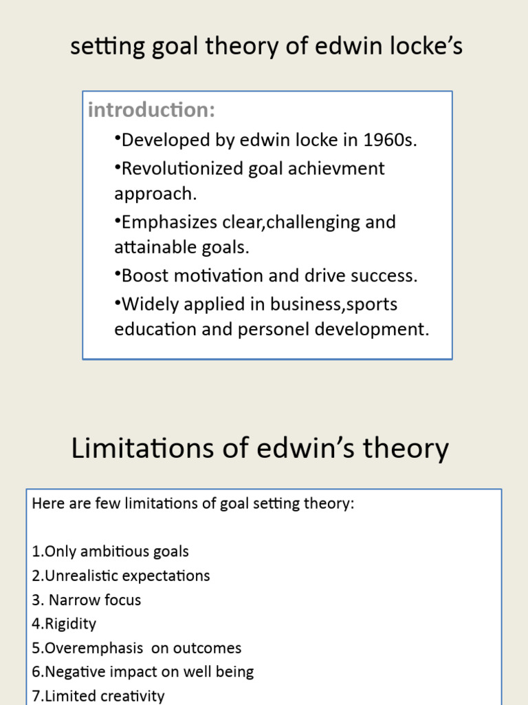 Setting Goal Theory of Edwin Locke's | PDF | Goal | Goal Setting