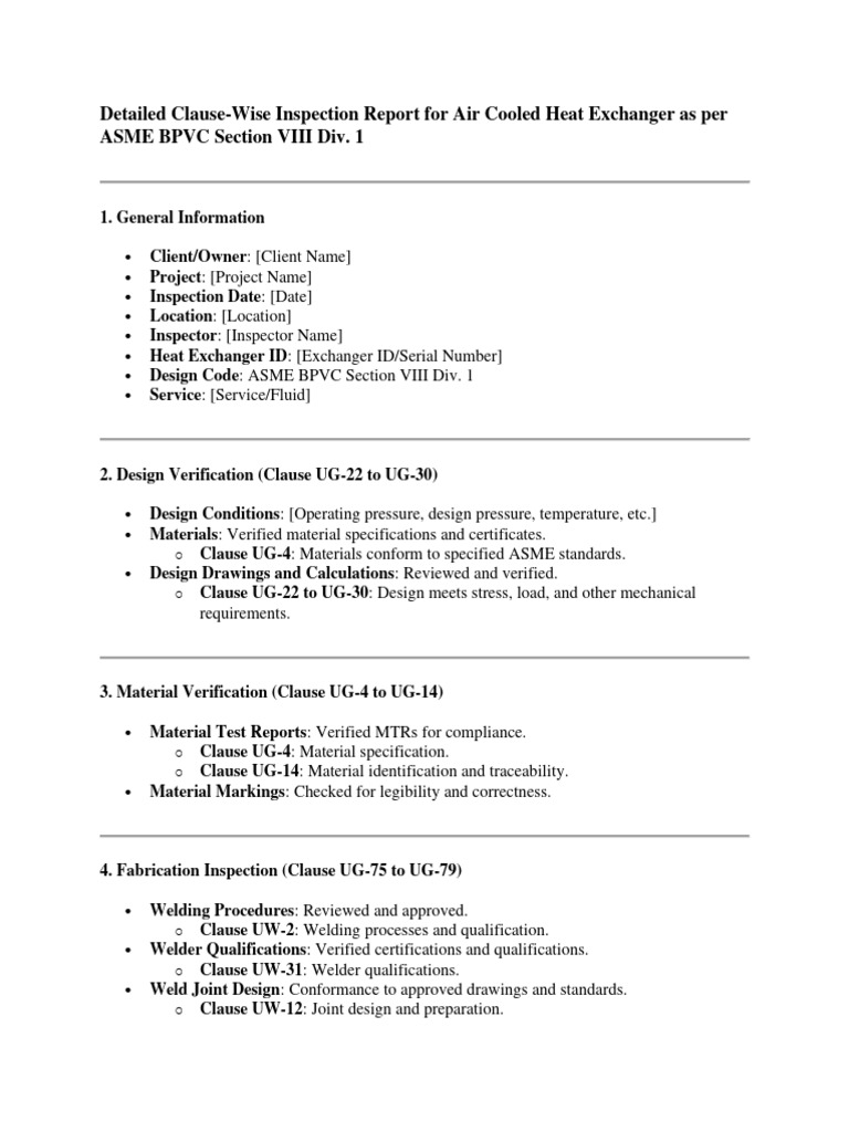 Air Cooled Heat Exchanger Inspection Report | PDF | Nondestructive ...