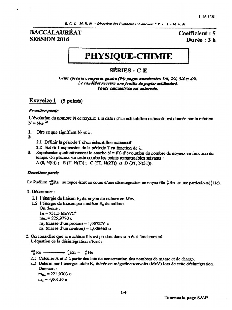 Bac C Physique 2016 | PDF