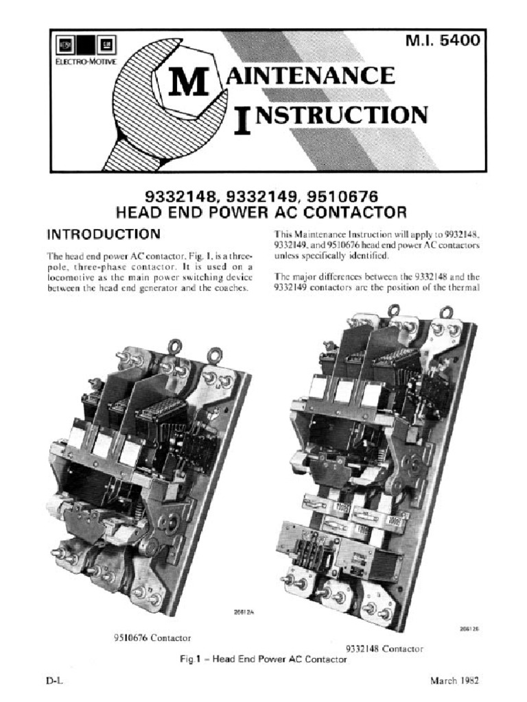 MI 5400 - Head End Power AC Contactors | PDF MI 5400 - Head End Power AC Contactors | PDF