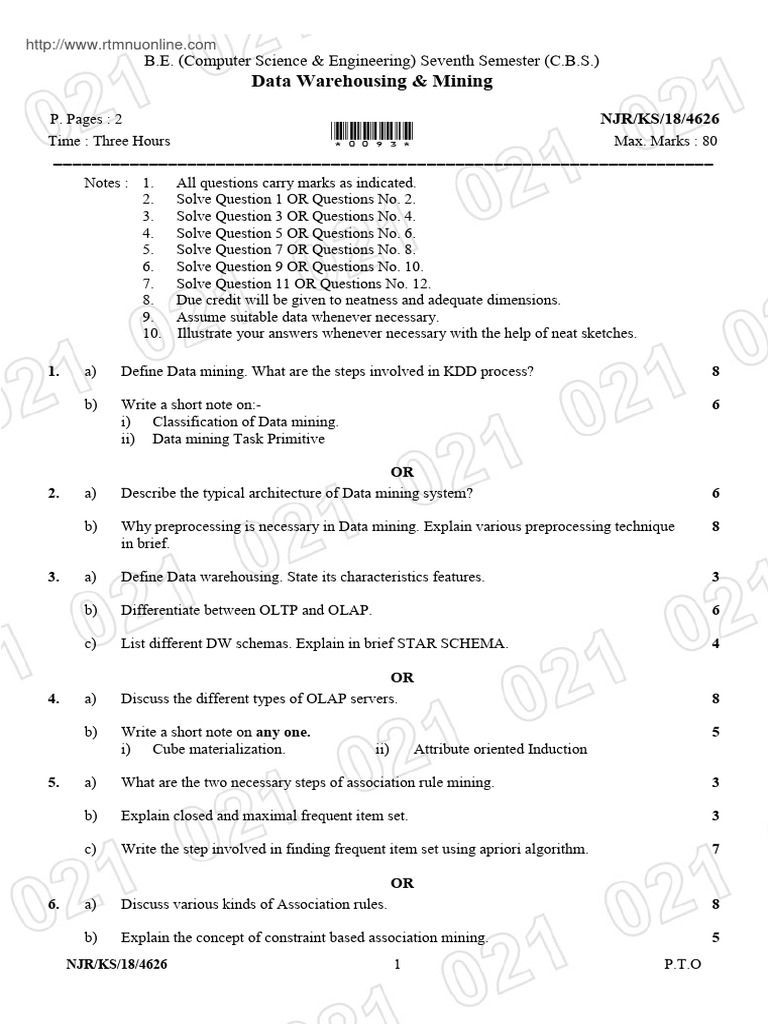 Data Warehousing and Mining (Notes) | PDF | Cluster Analysis ...