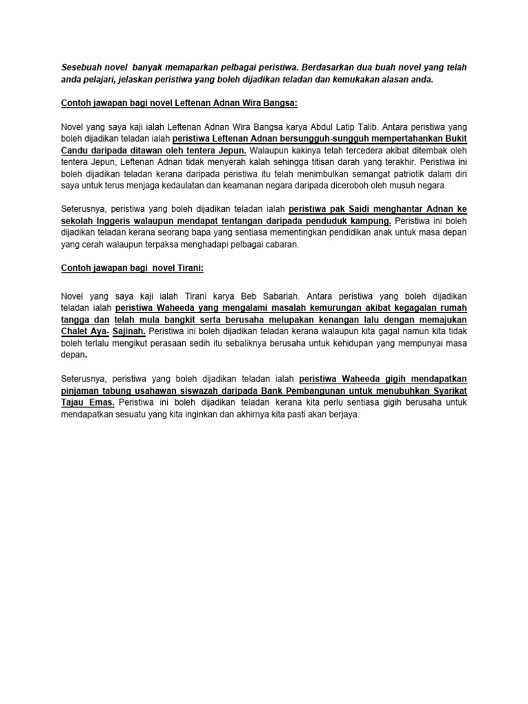 CTH SOALAN & JAWAPAN NOVEL | PDF