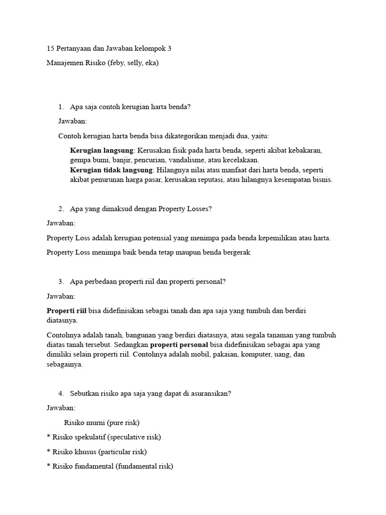 Mnj. Risiko (Feby, Selly, Eka) | PDF