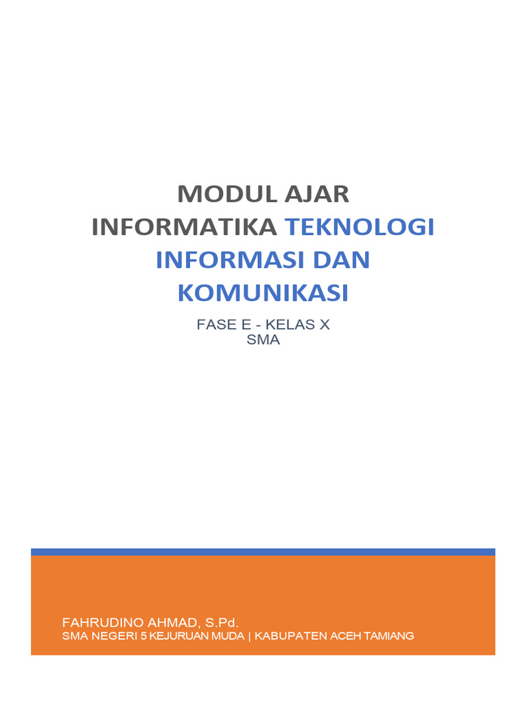 Modul Ajar Informatika 1 - Teknologi Informasi Dan Komputer | PDF | Seni
