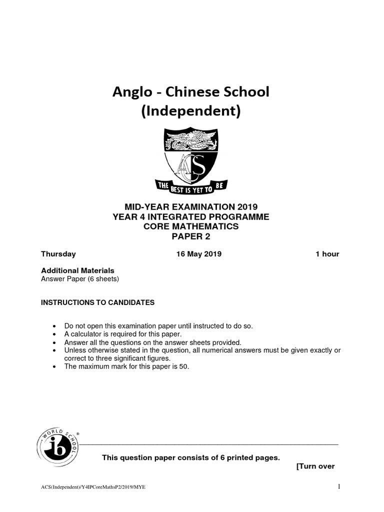 Year 4 Core Maths Mid-Year Exam 2019 | PDF | Area | Circle