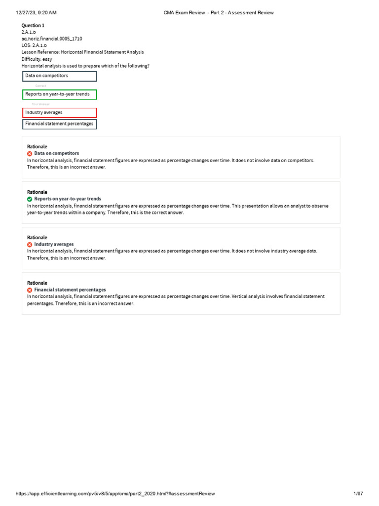 Part 2 Financial Statement in General Financial Statement Analysis - Sol 06 Jan 2024 | PDF ...