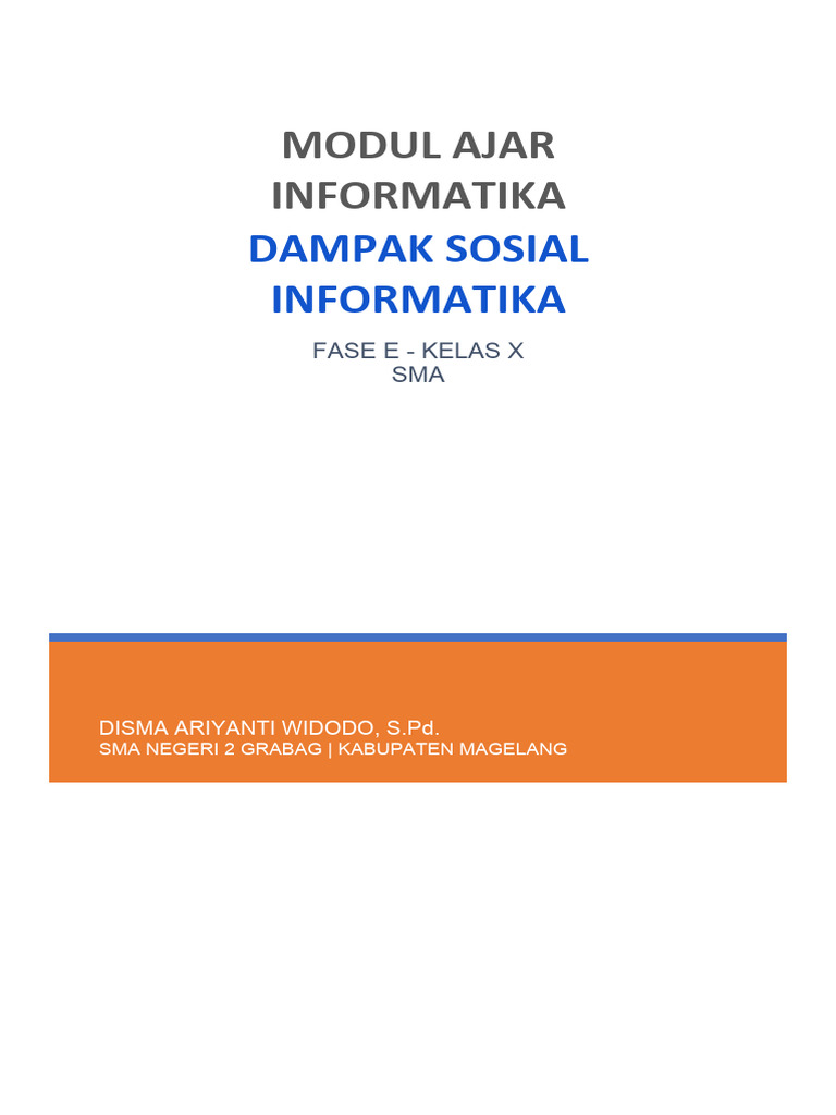 Modul Ajar Informatika 4 - Dampak Sosial Informatika | PDF