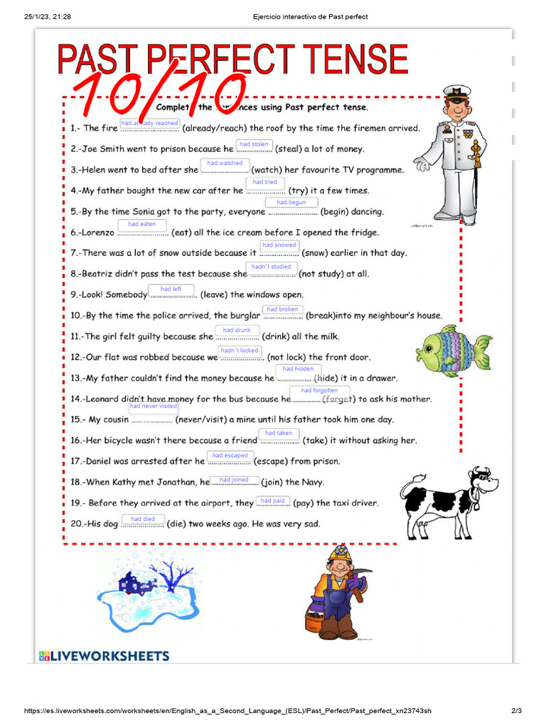 Ejercicio Interactivo de Past Perfect ISAAC USCA COROZO | PDF