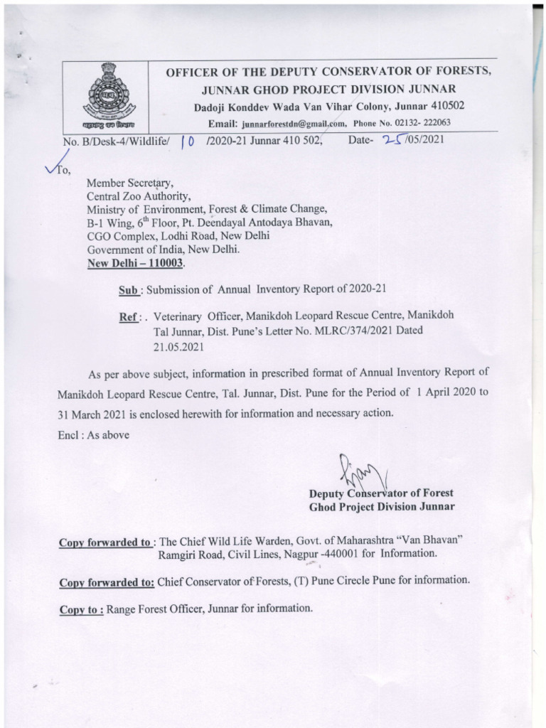 Annual Inventory Report 2020-21: Manikdoh Leopard Rescue Centre | PDF ...