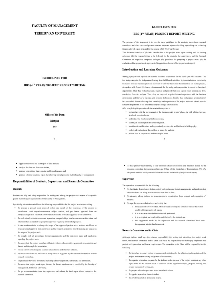 Bbs 4th Year Project Report Writing Guideline 2 | PDF | Apa Style ...