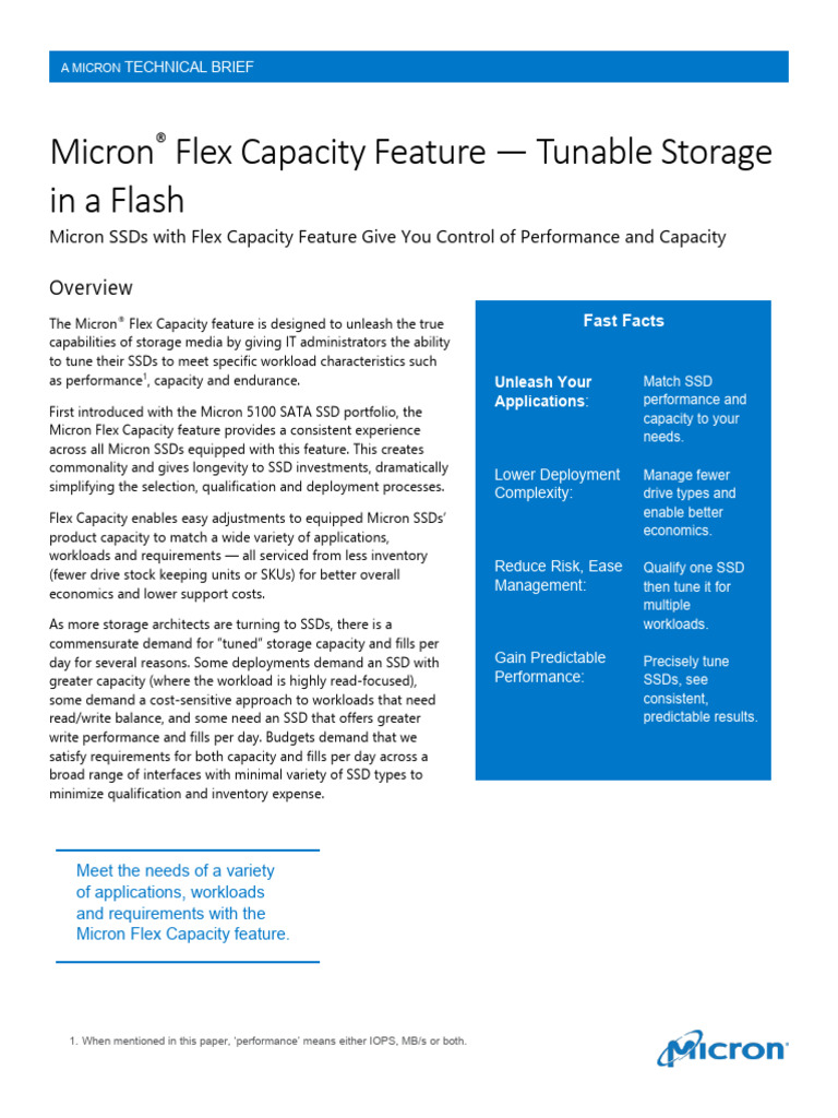 SSD Flex Capacity Feature Tech Brief | Download Free PDF | Solid State Drive | Flash Memory