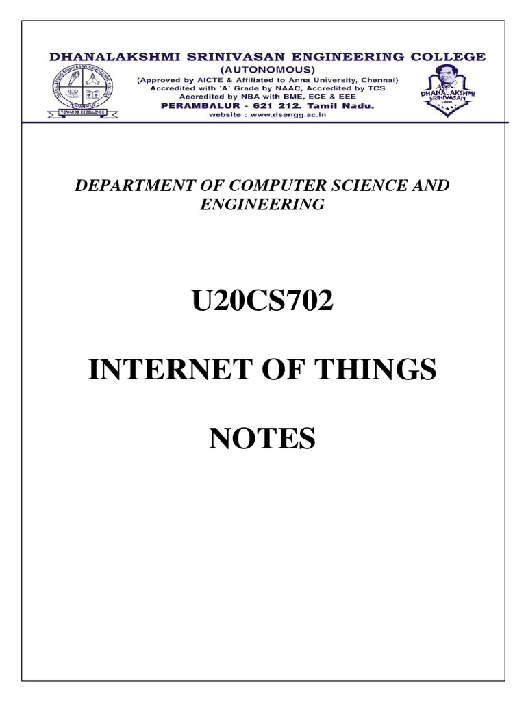 Iot Complete Notes | PDF | Internet Of Things | Wireless Sensor Network
