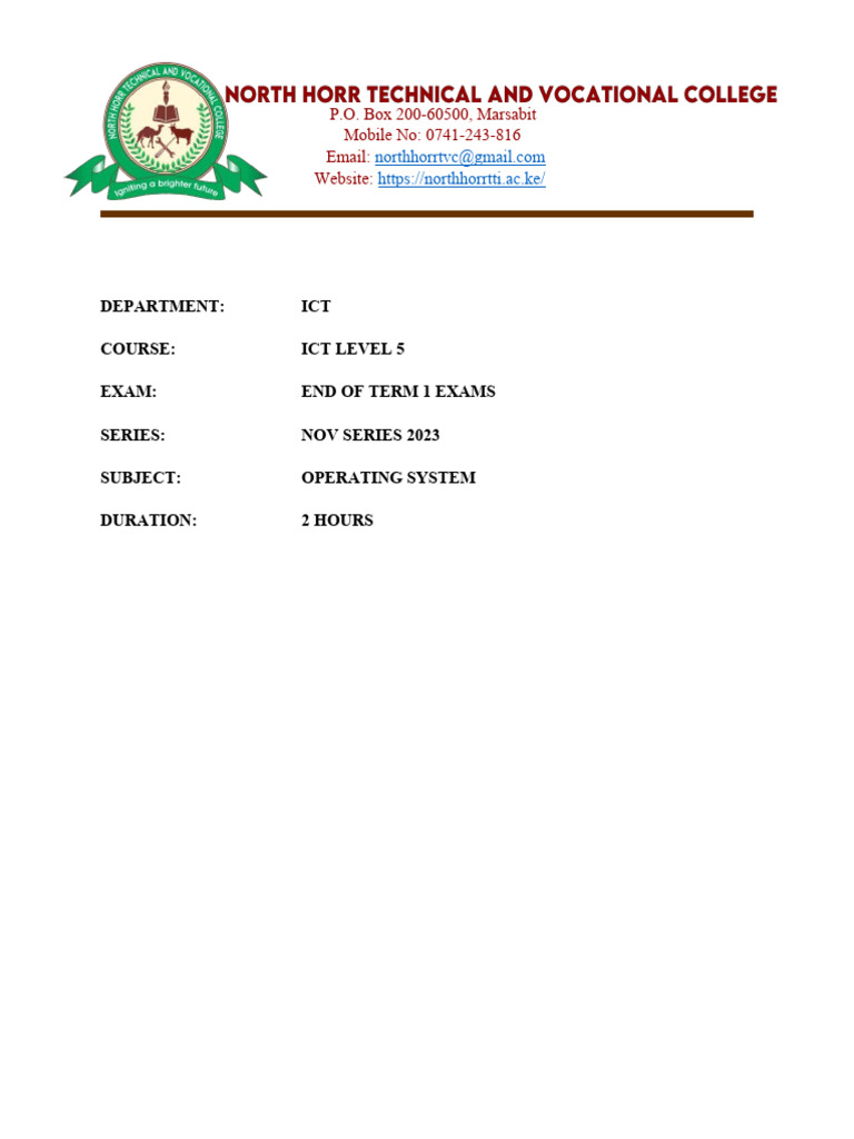Exam Operating System | PDF | Scheduling (Computing) | Operating System Exam Operating System | PDF | Scheduling (Computing) | Operating System