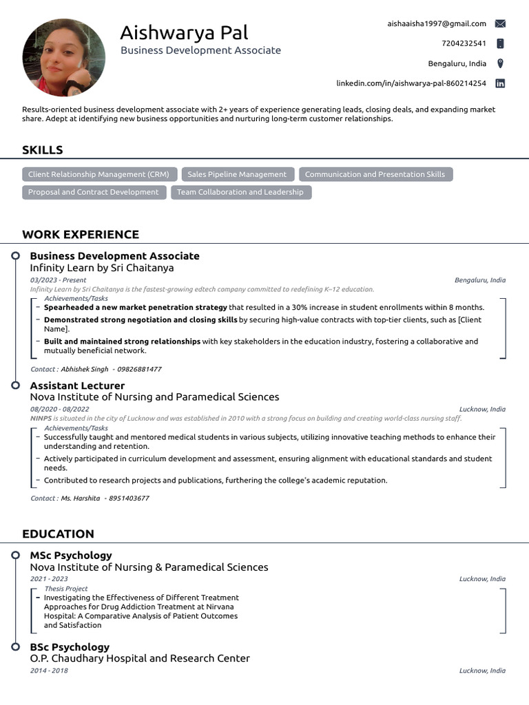 Aishwarya's Resume | PDF | Nursing | Business