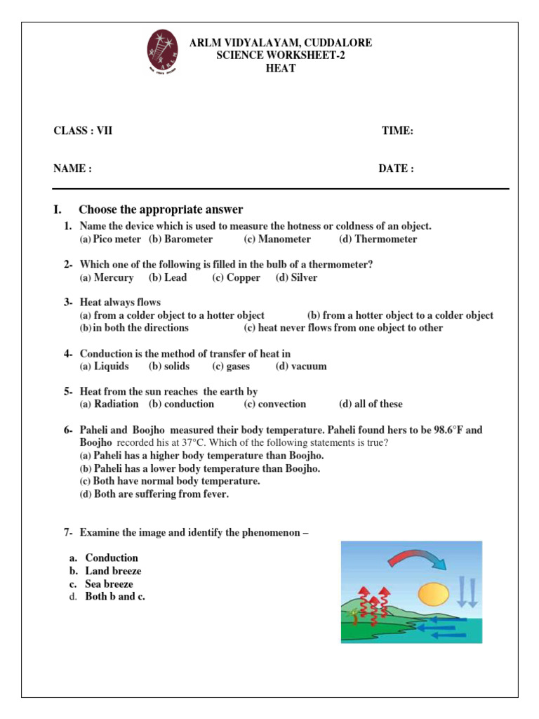 Grade 7 Science WS 2 | PDF | Thermometer | Thermal Conduction