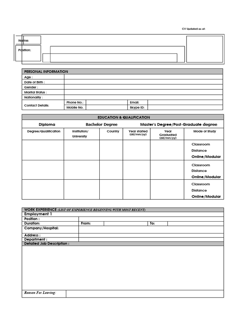 Sample CV | PDF