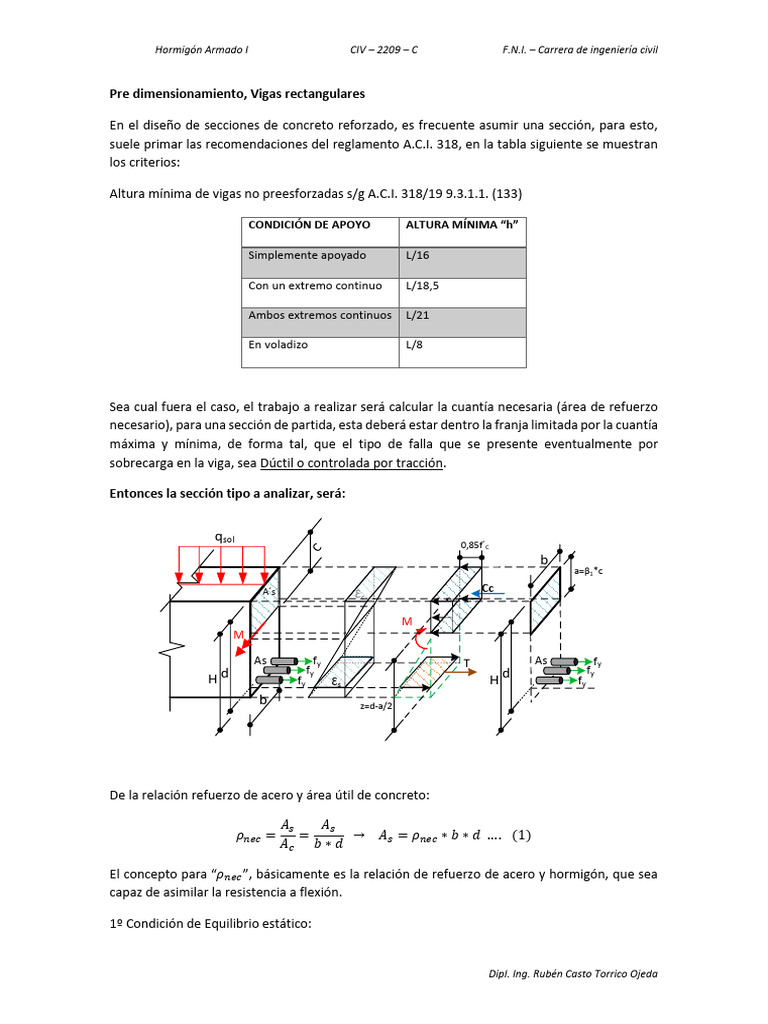 Viga Refuerzo Simple A Tracion | PDF | Viga (Estructura) | Concreto reforzado
