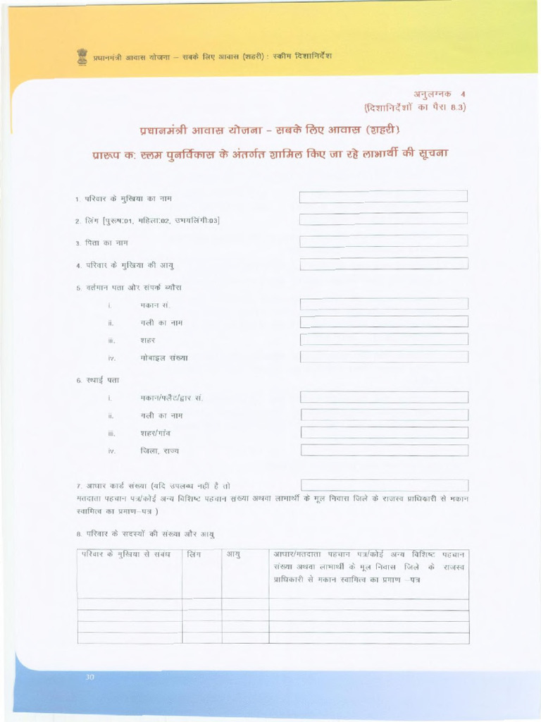 PM Awas Yojana Gramin Form PDF | PDF