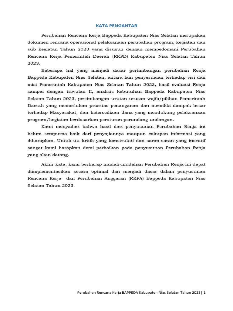 Perubahan Renja Bappeda 2023 FIX | PDF