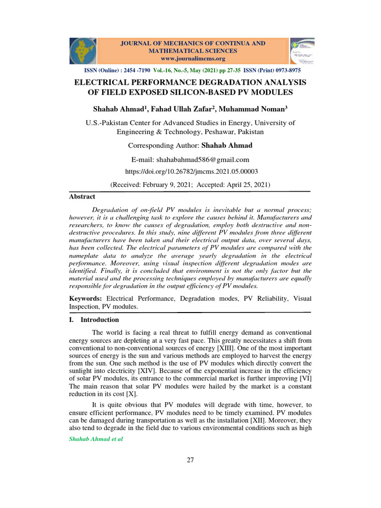 Jmcms 2104005 Electrical Performance Degradation Shahab Ahmad | PDF ...