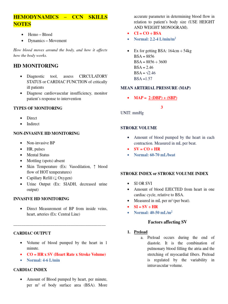 Hemodynamics CVP Notes From | PDF | Blood Pressure | Heart