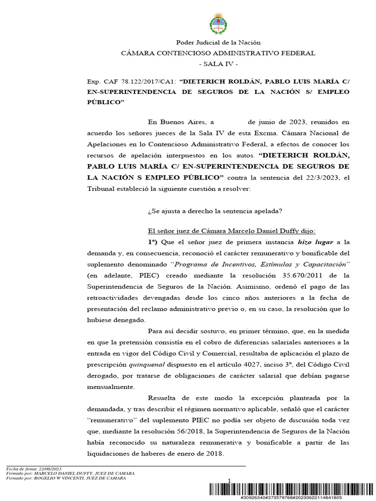 Sala IV DIETERICH ROLDÁN - Diferencia Entre Vias de Impug | PDF | Sentencia (ley) | Apelación