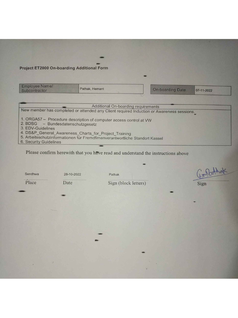 Onboarding Additional Form | PDF