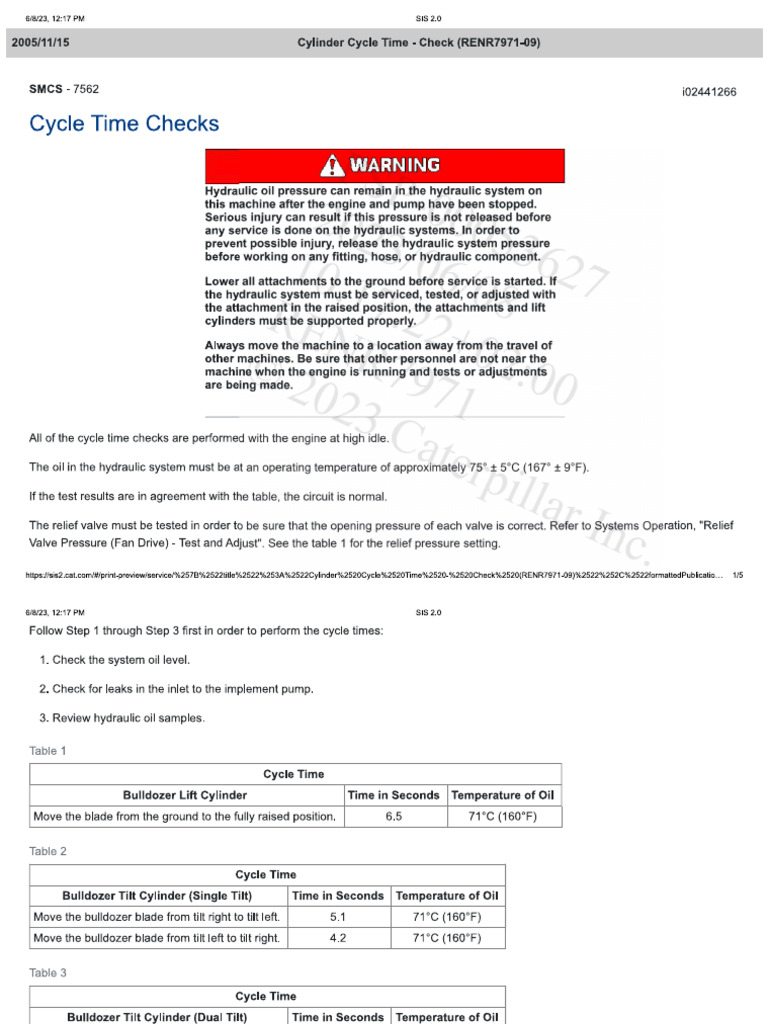 Cylinder Cycle Time Check | PDF