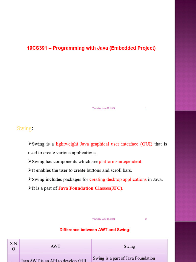 Unit IV-Part II - Swing | PDF | Software Engineering | Software