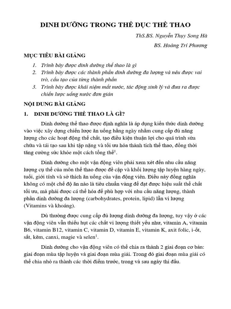 Dinh Dư NG Trong TDTT | PDF