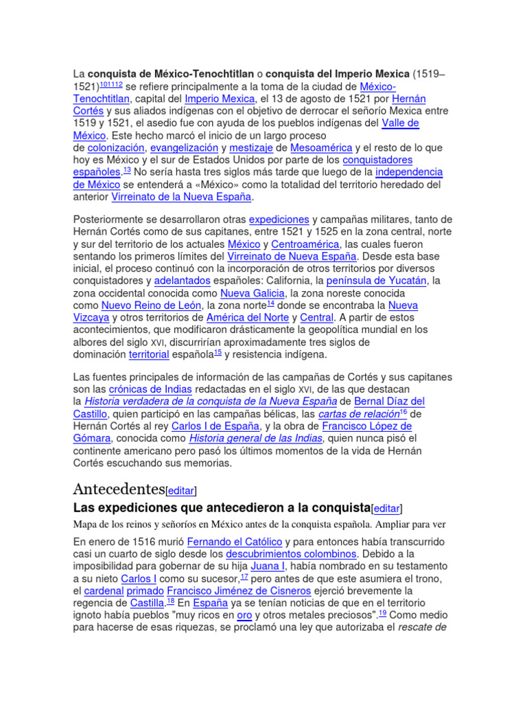 Conquista de México-Tenochtitlan (1519-1521) | PDF | Hernán Cortés ...