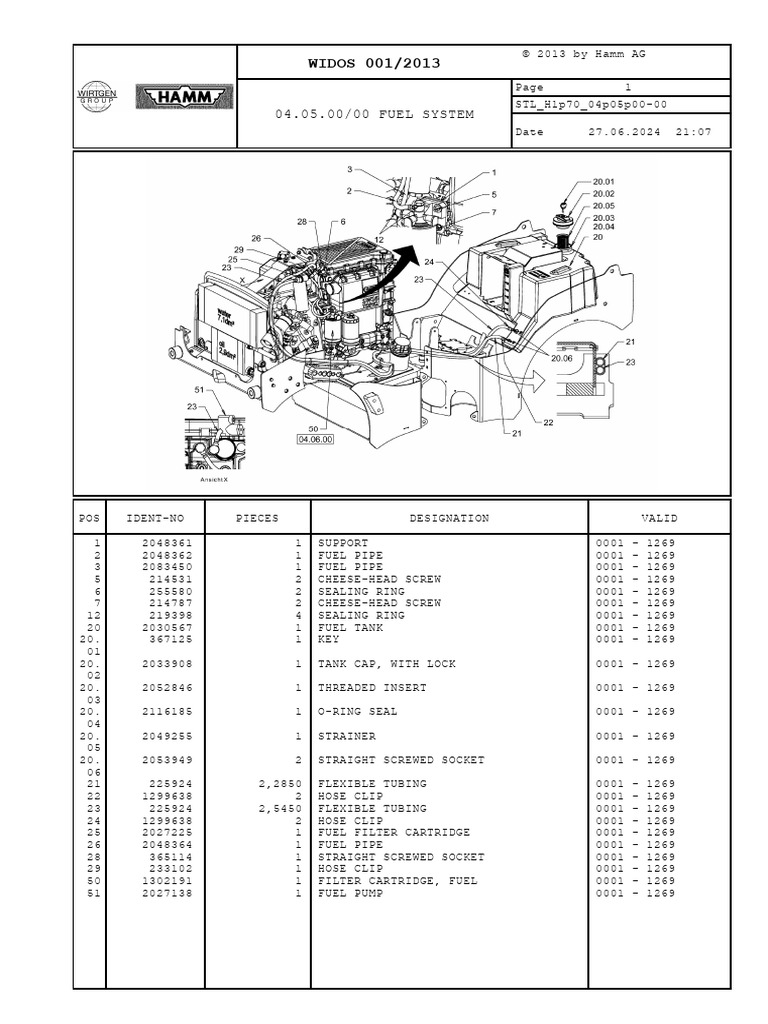 Widos 001/2013: 04.05.00/00 Fuel System | PDF | Pipe (Fluid Conveyance) | Screw
