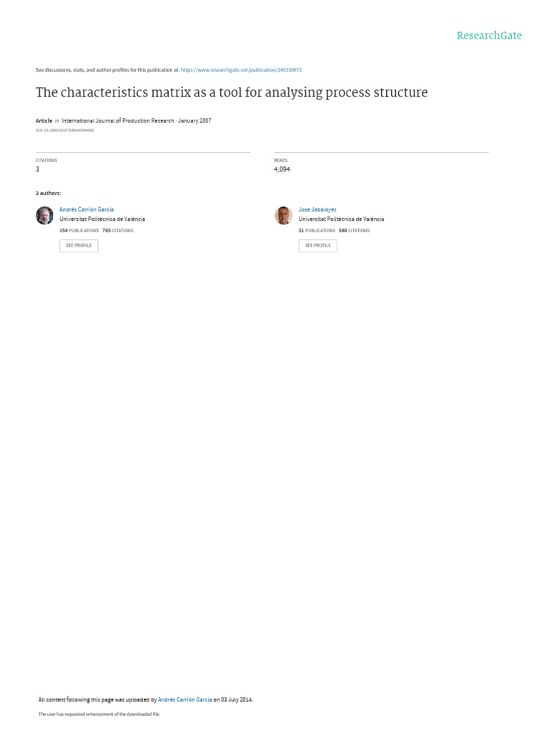 The Characteristics Matrix as a Tool for Analysing | Download Free PDF ...