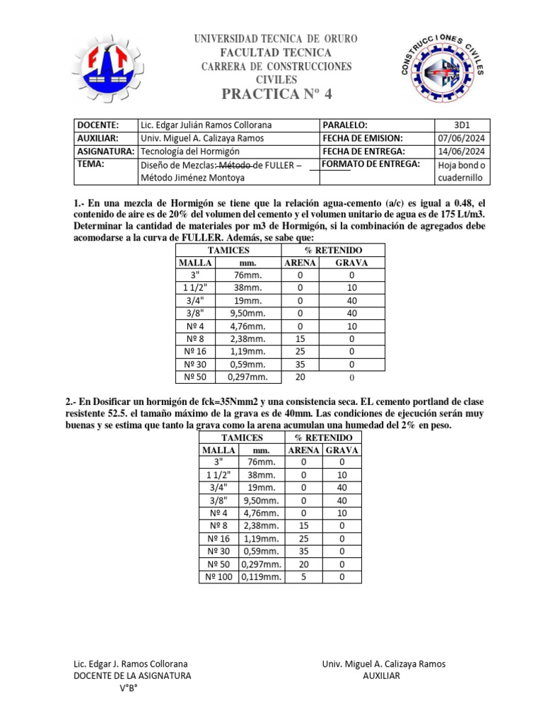 Practica Nº4 Aux Civ 236 | PDF | Hormigón | Albañilería