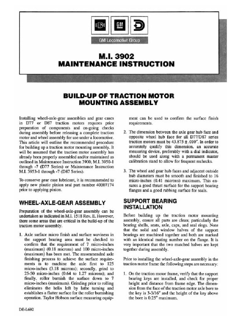 MI 3902 - Build Up of Traction Motor | PDF