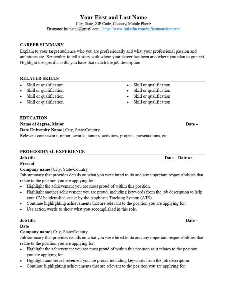 Session 7 - 8 - Resume Template | PDF Session 7 - 8 - Resume Template | PDF