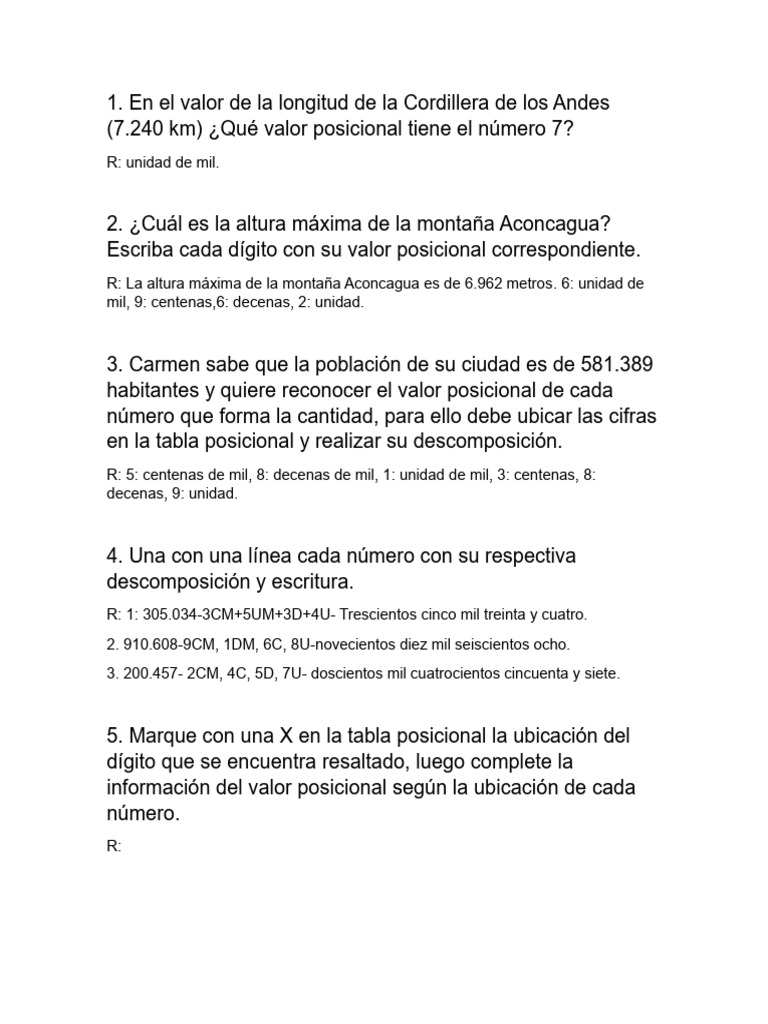 Valor Posicional y Problemas Matemáticos | PDF | Geometría Elemental