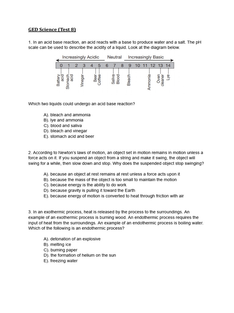 GED Science (Test 8) | PDF | Fertilisation | Solubility