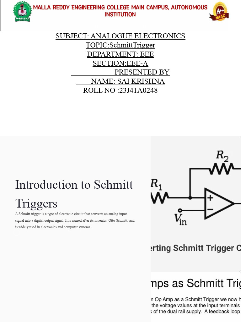 Introduction To Schmitt Triggers | PDF | Operational Amplifier ...