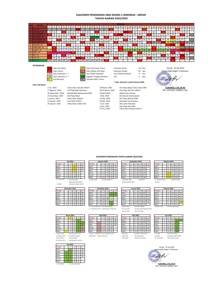 Kalender Pendidikan 2024-2025 | PDF
