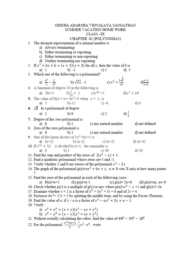 Class IX_Math | PDF | Factorization | Polynomial