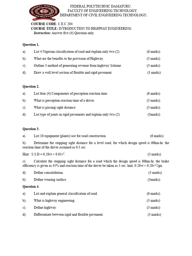 C.E.C 204 SUMMER | PDF | Road | Natural Materials C.E.C 204 SUMMER | PDF | Road | Natural Materials